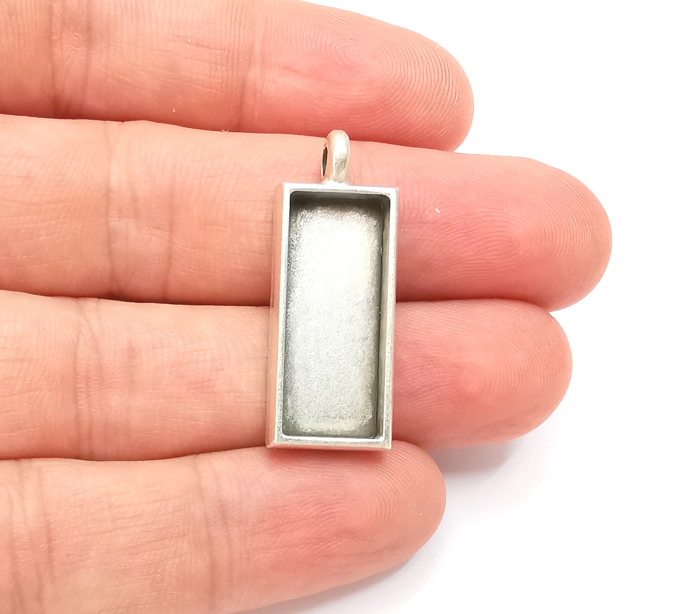 Rectangle Pendant Bezel, Resin Blank, Inlay Mounting, Mosaic Frame ...
