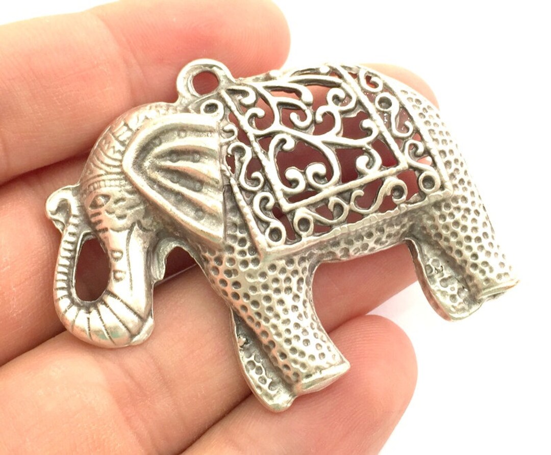 Elephant Pendants (57x45mm) Antique Silver Plated Metal G5976 - Etsy