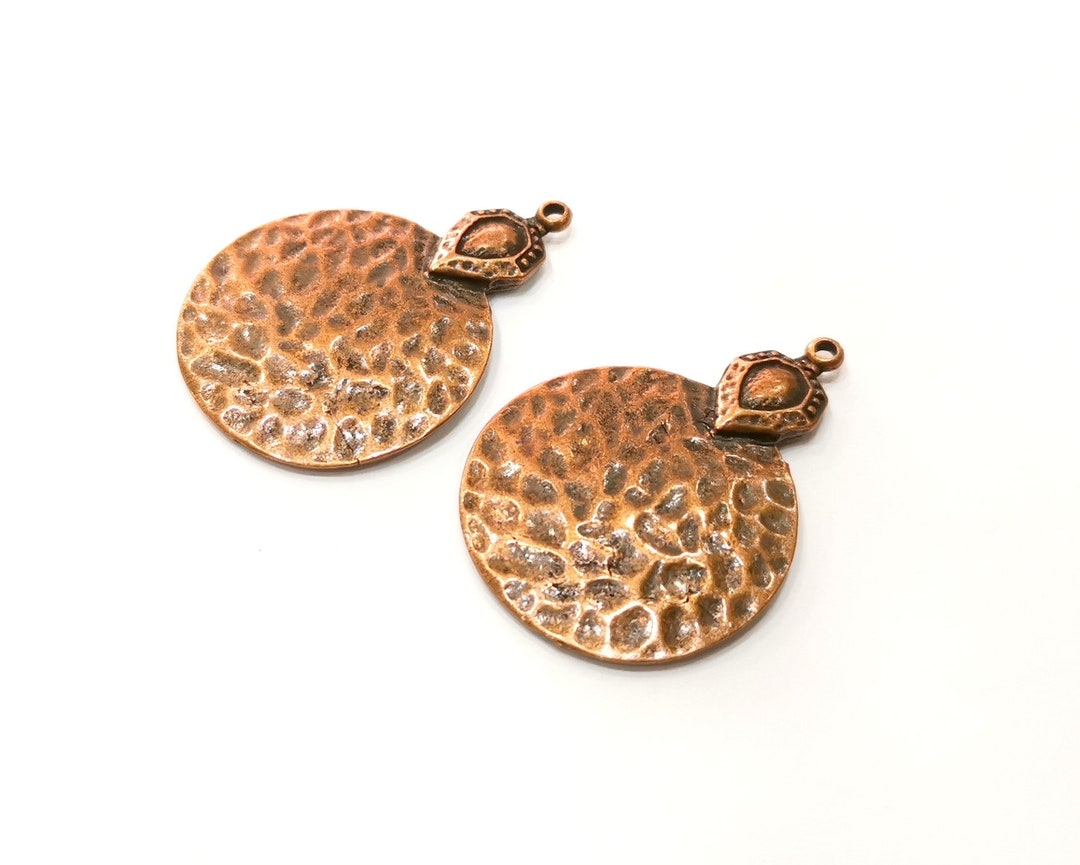 2 Hammered Charm Antique Copper Plated Charm (41x29mm) G17719 - Etsy