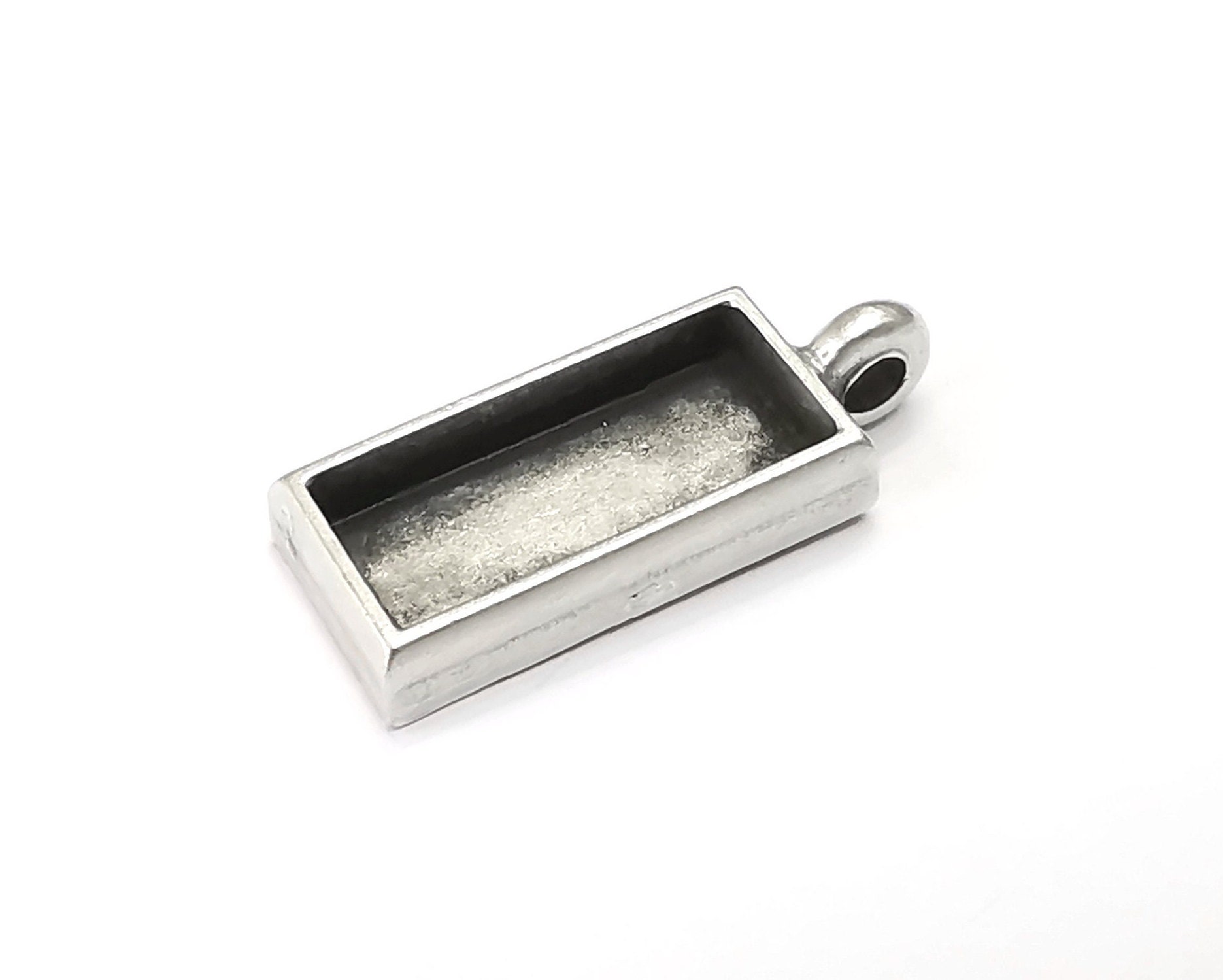 Rectangle Pendant Blank Bezel Resin Mosaic Mountings Antique Silver ...