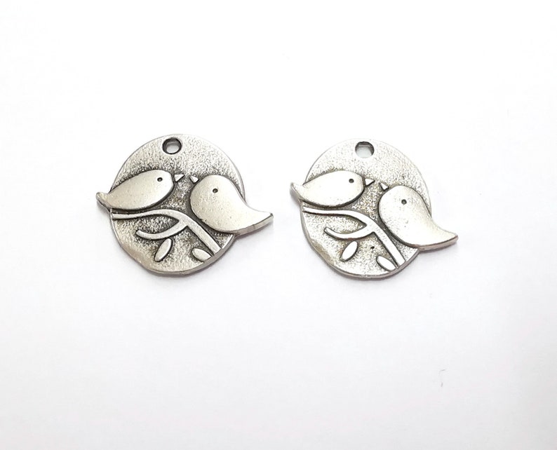 2 Bird Charms Antique Silver Plated Charms (23x26mm) G20525 - Etsy