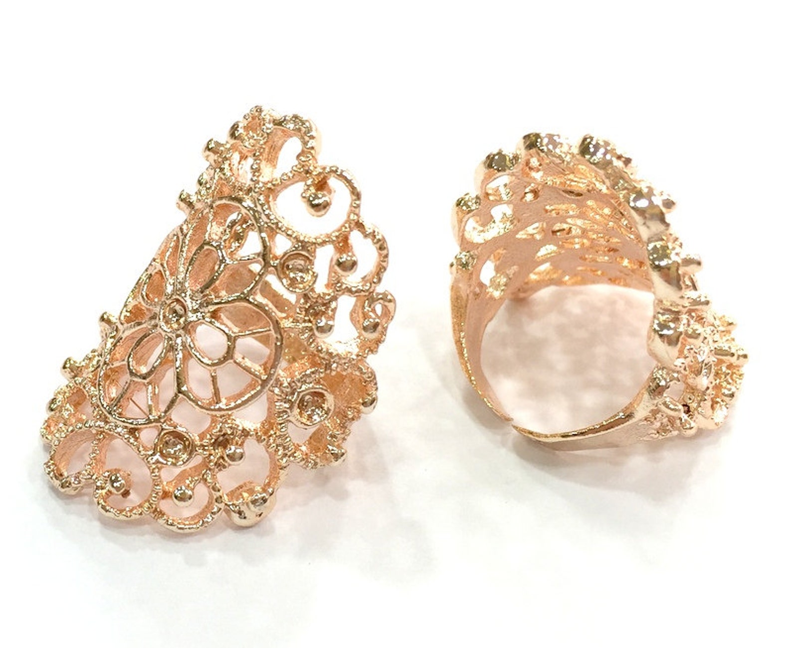 Rose Gold Ring Base Blank Adjustable Ring Blank, (2 Mm Blank) Rose Gold ...