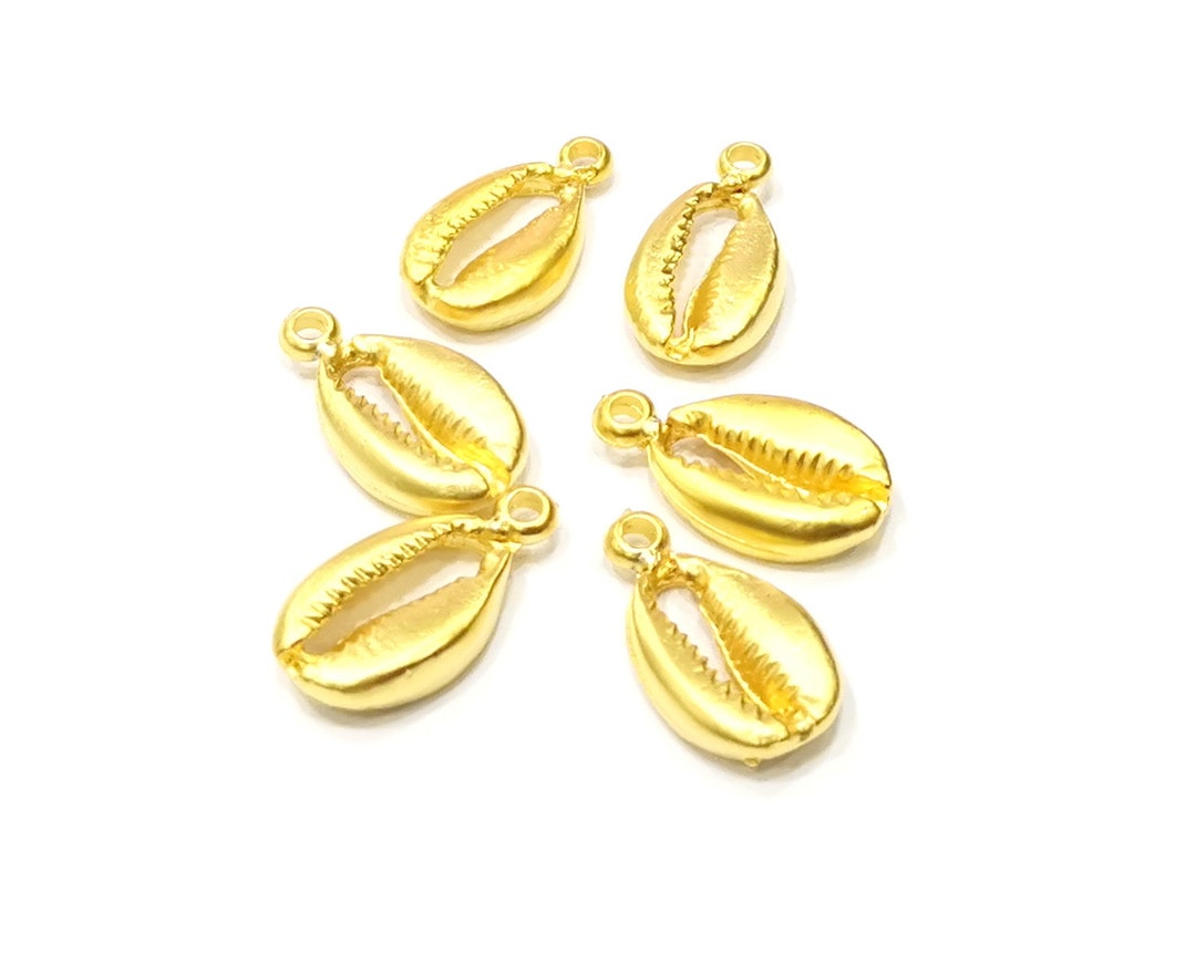 5 Cowrie Shell Charms Gold Charms Gold Plated Shell Charms (18x10mm ...