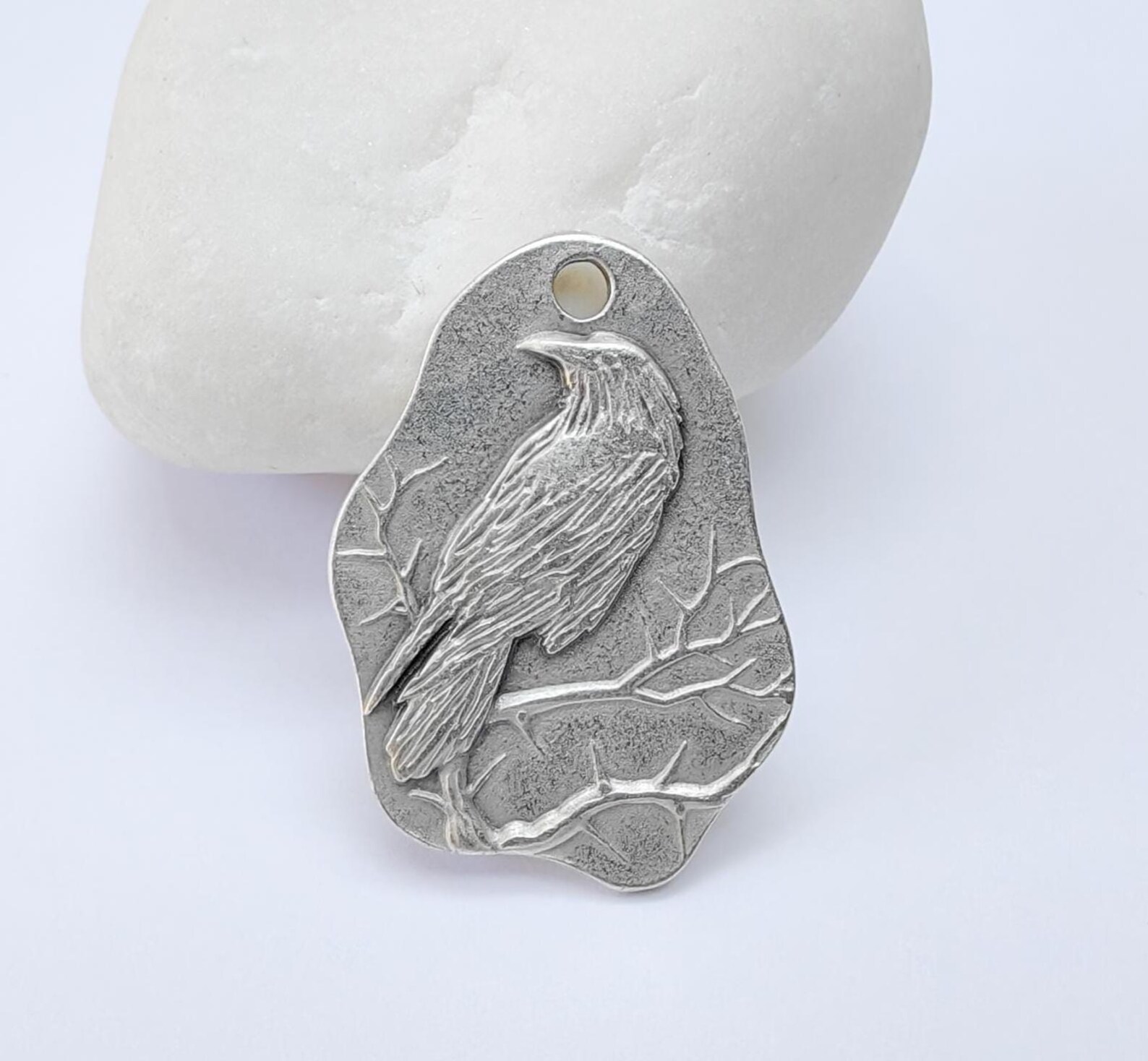 Raven Charm Charm, Gothic Boho Pendant, Bird on Branch Charm, Earring ...