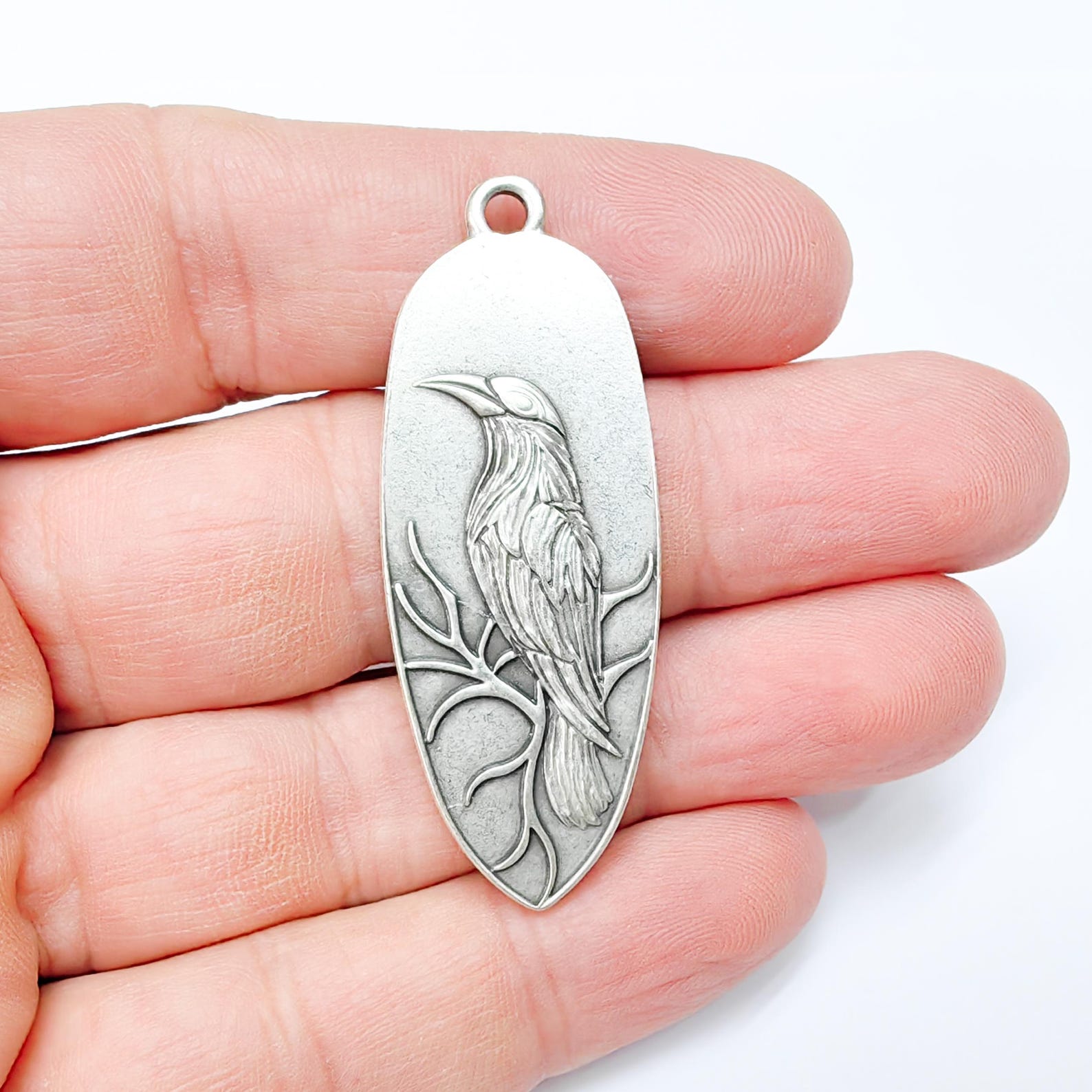 Raven Charm Pendant, Gothic Boho Charm, Nature Earring Charm, Mystical ...