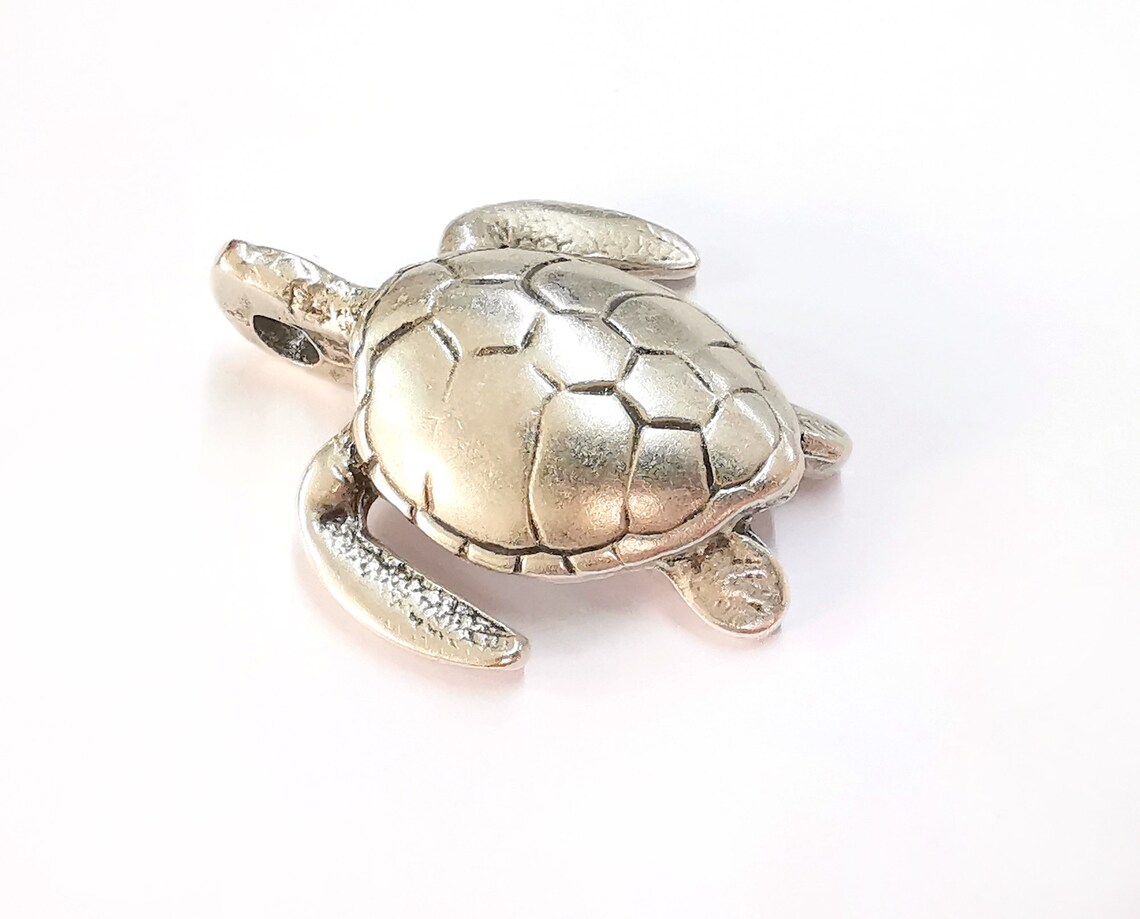Sea Turtle Charms Antique Silver Plated Charms (52x45mm) G20330 - Etsy