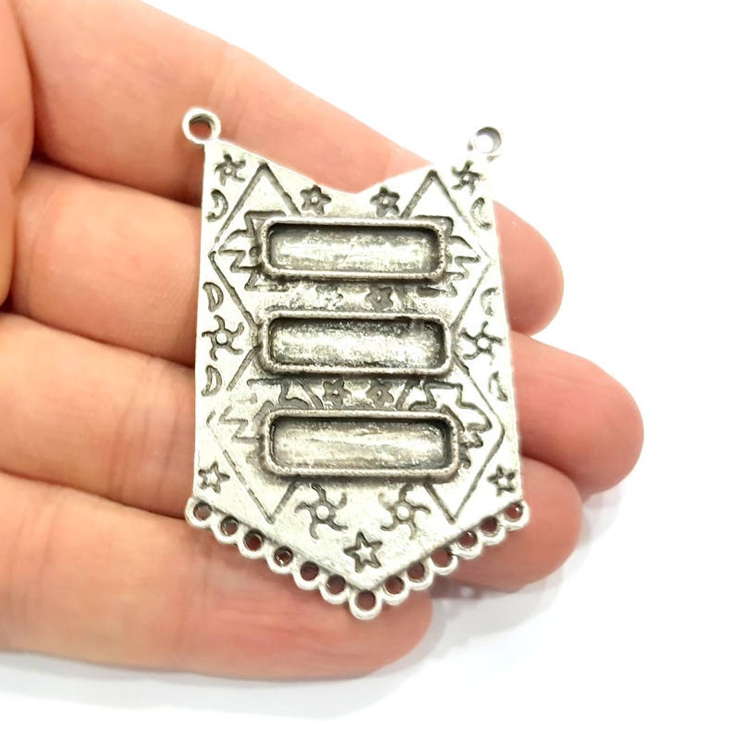 Silver Pendant Blank Antique Silver Plated Pendants 60x38 Mm G9514 - Etsy