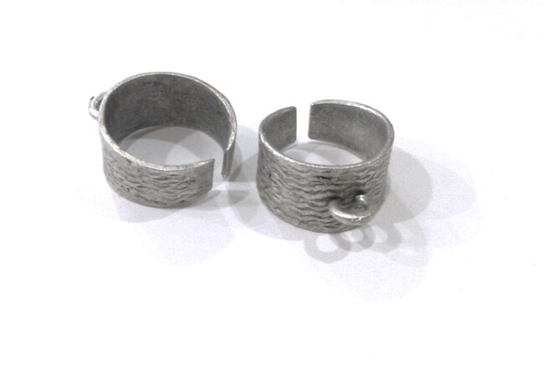 Antique Silver Plated Brass Adjustable Ring Base Blank With a Loop ...