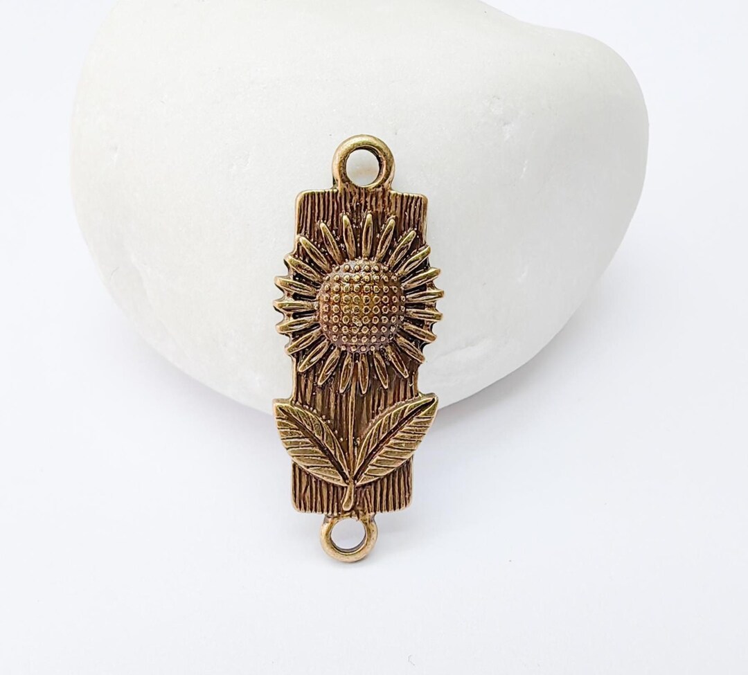Sunflower Charm Connector, Floral Pendant, Herb Earring Charms ...