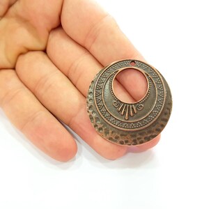 2 Antique Copper Medallion Pendant Antique Copper Plated Pendant (41mm ...