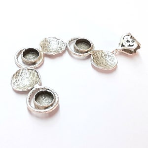 Hammered Pendant Blank Resin Bezel Mosaic Mountings Antique Silver ...