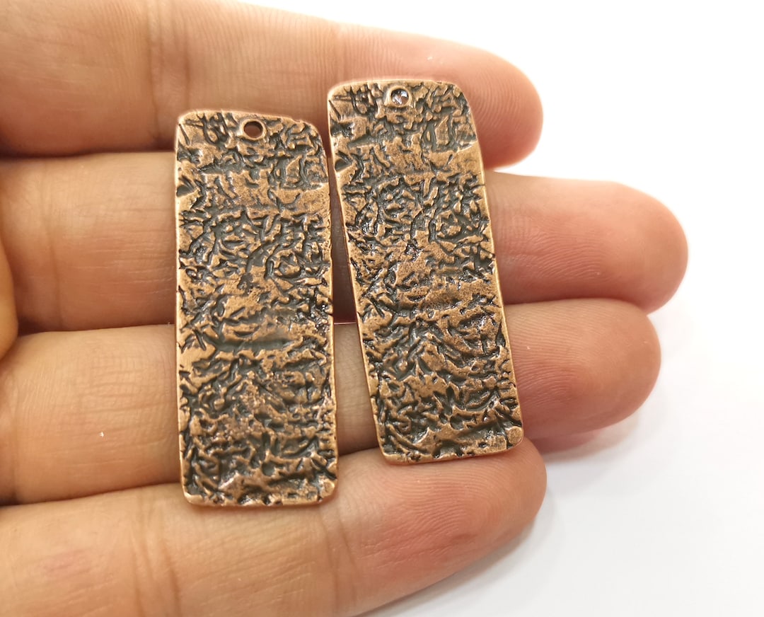 2 Copper Charms Antique Copper Plated Charms (45x17mm) G20137 - Etsy