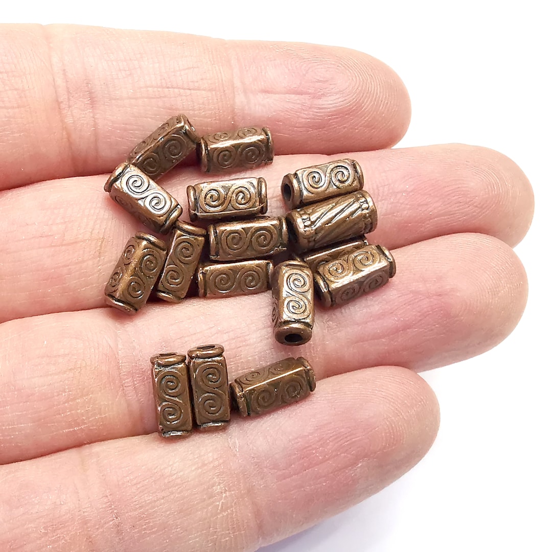 Swirl Rectangle Beads Antique Copper Plated Metal Beads (10x4mm) G34735 ...