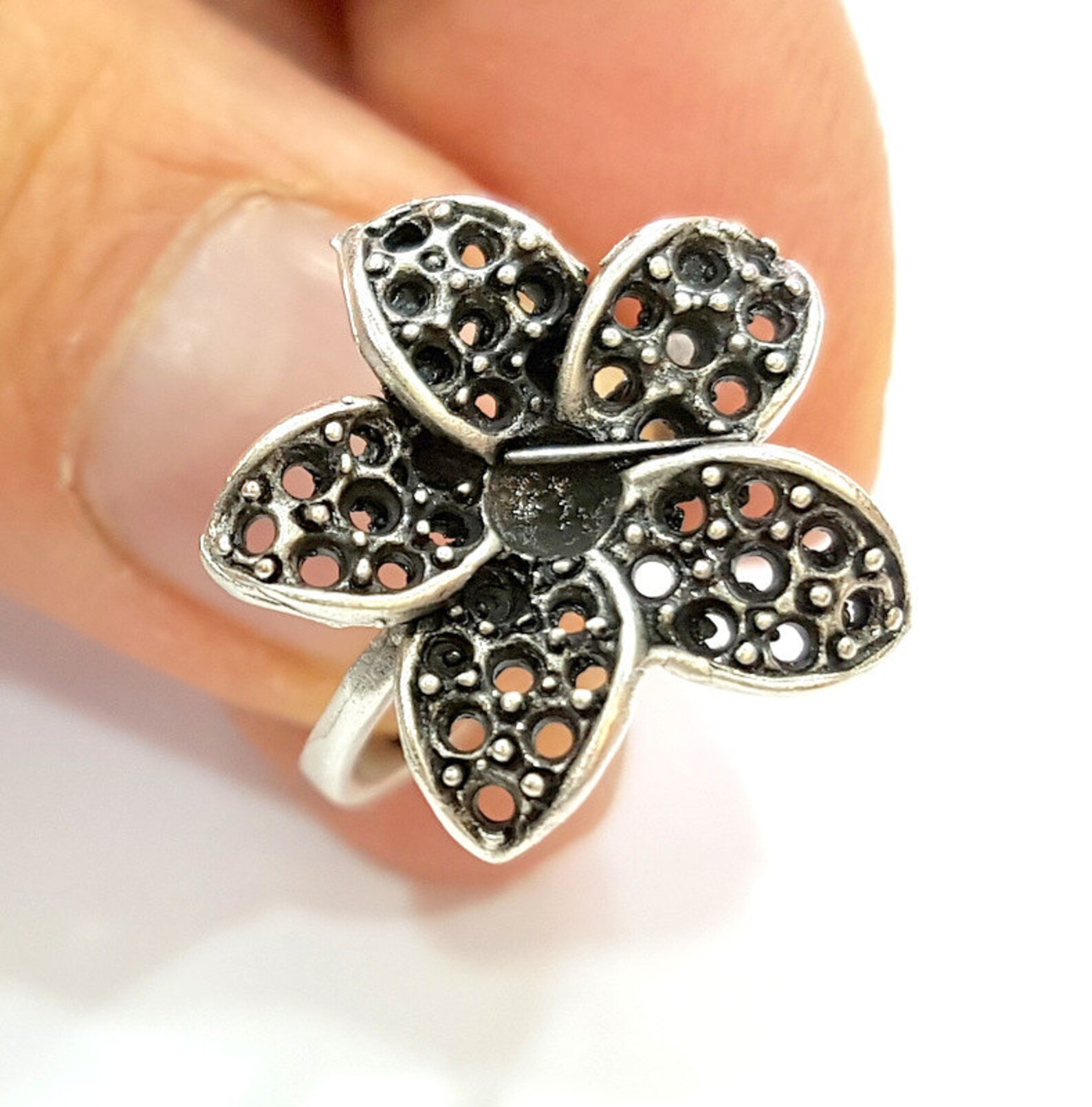 Silver Ring Blank Ring Settings Ring Bezel Base Cabochon - Etsy