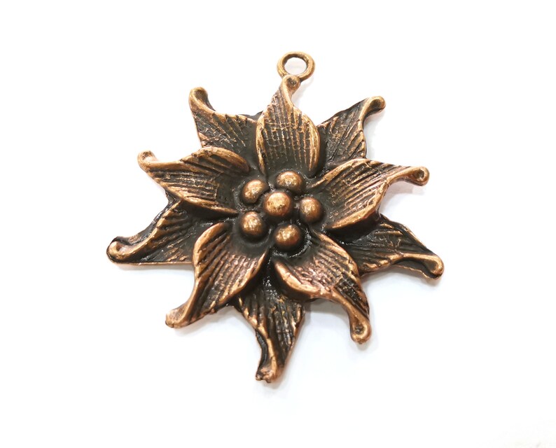 2 Lily Charms Antique Copper Plated Charms 49x44mm G18682 - Etsy