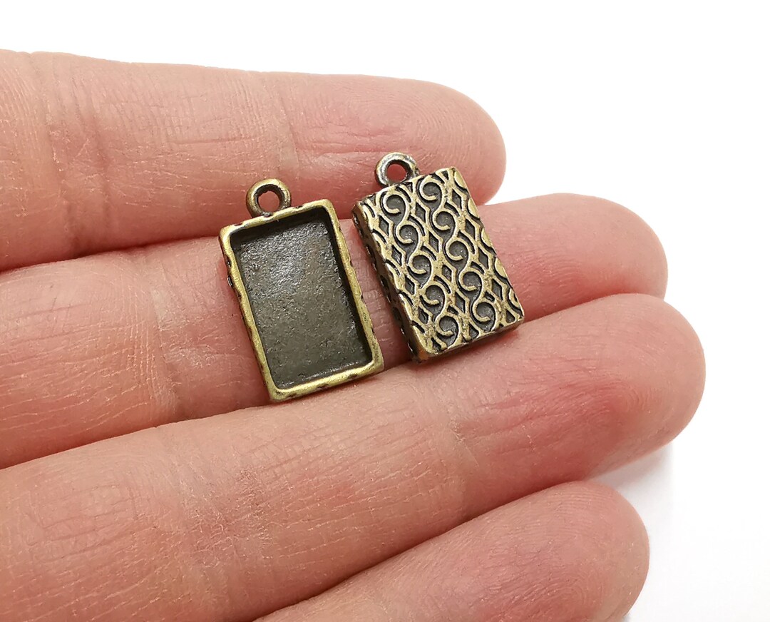 Charms Blank Bezel Resin Bezel Mosaic Mountings Cabochon Antique Bronze ...
