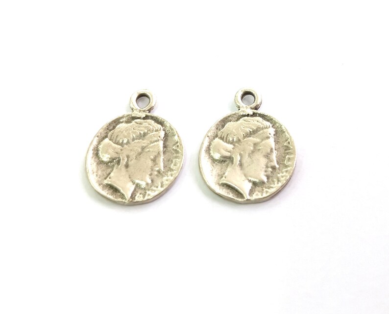 4 Coin Charms Antique Silver Plated Charms 22x17 Mm G18596 - Etsy