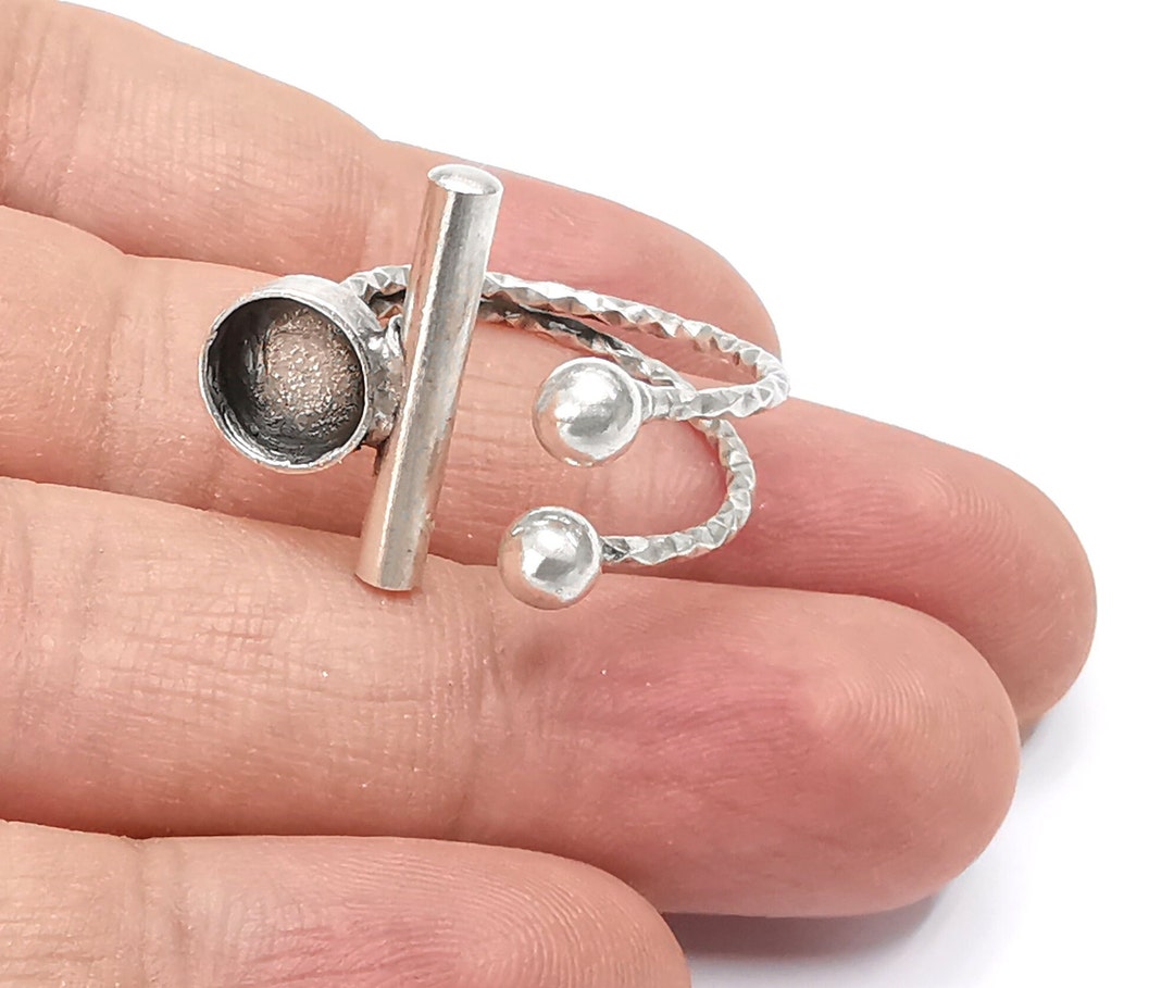 Rod Ball Head Round Blank Silver Ring Setting Cabochon Mounting ...