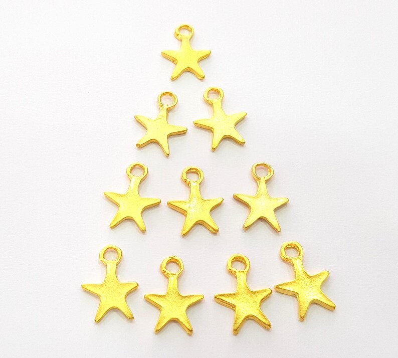 10 Gold Star Charm Gold Plated Charms 15x11mm G8565 - Etsy