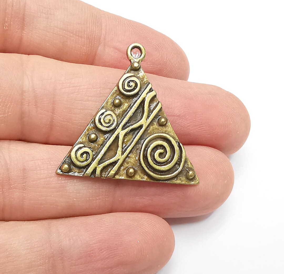 Unique Triangle Bronze Charms, Antique Bronze Plated (31mm) G29166 - Etsy