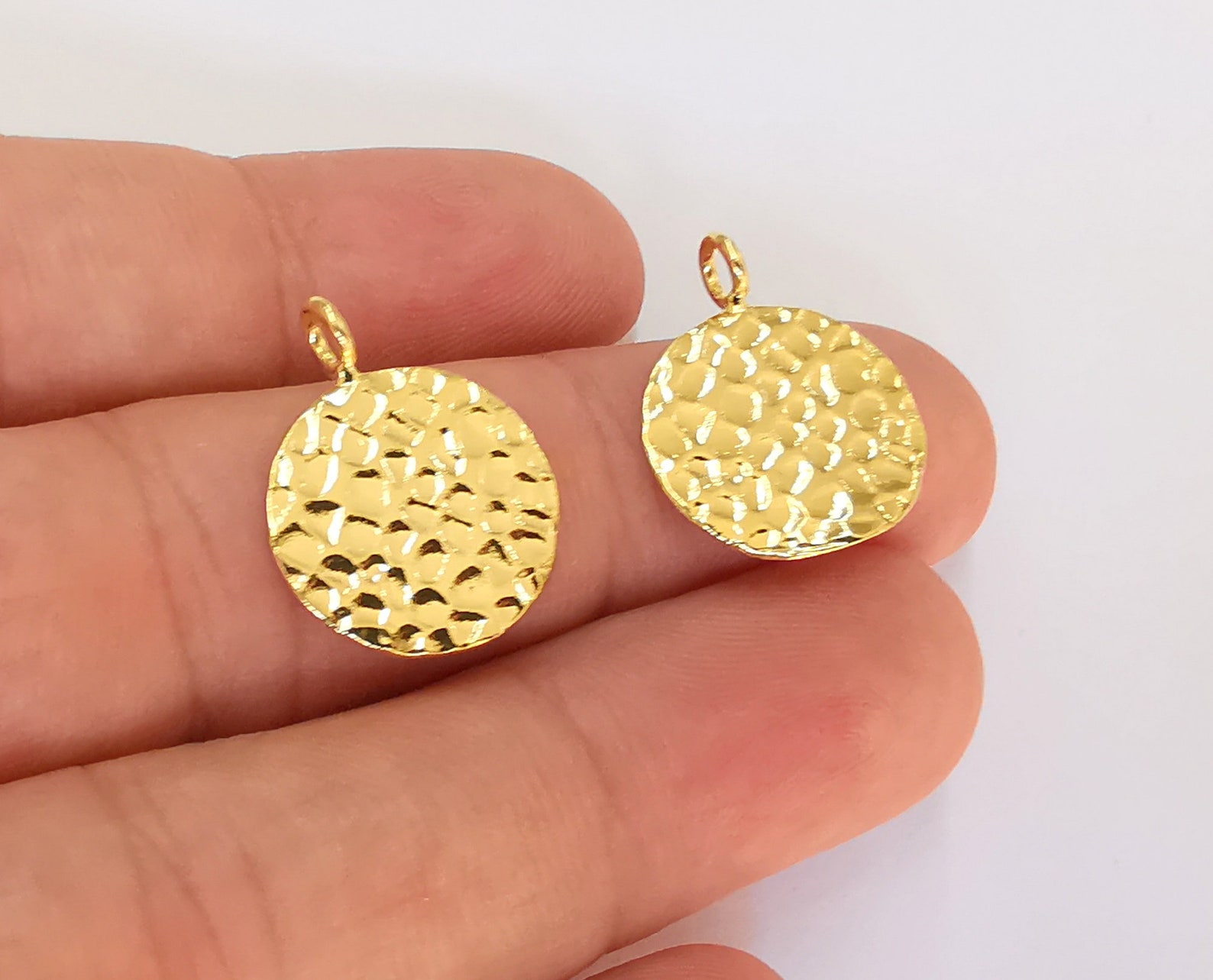 2 Gold Plated Stamping Base 24k Shiny Gold Hammered Tag Gold Plated ...