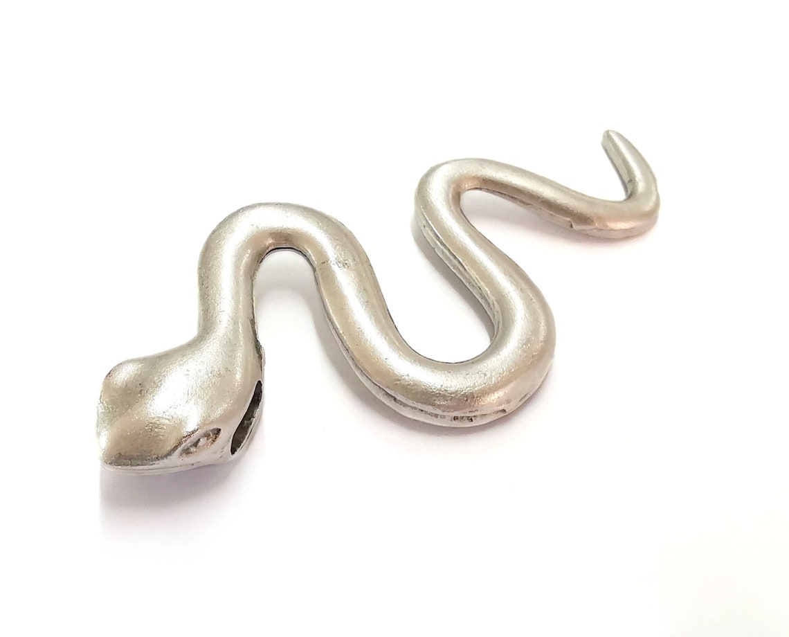 Snake Silver Pendant Antique Silver Plated Pendant 112x52mm - Etsy