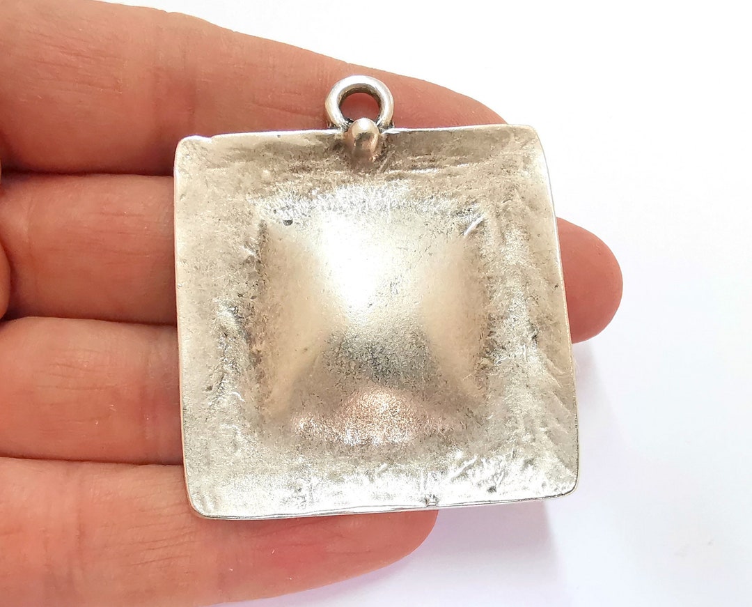 Cambered Pendant Connector Antique Silver Plated Pendant (56x48mm ...