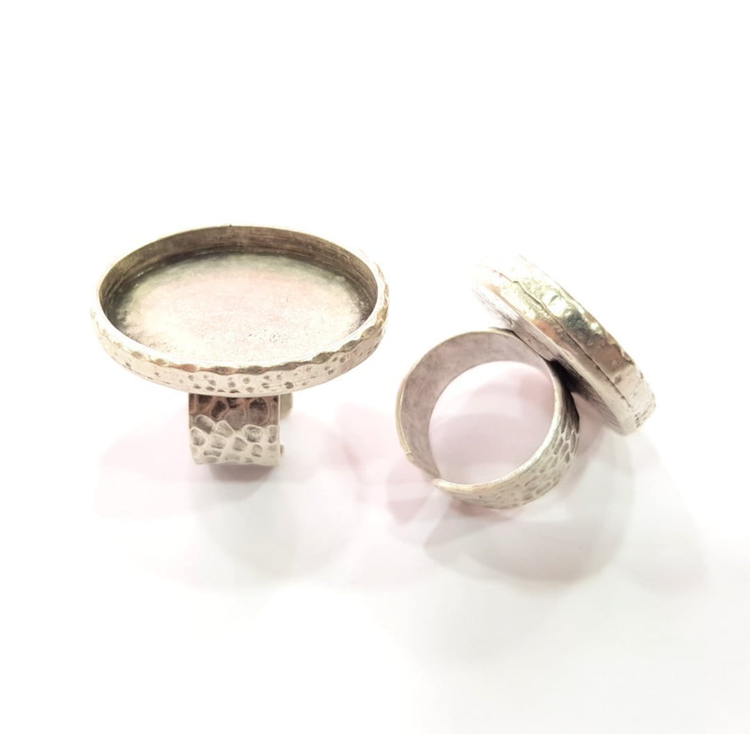 Ring Blank Setting Hammered Ring Base Bezel Inlay Ring Backs Glass ...