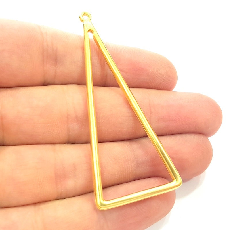 Gold Plated Triangle Pendants 65x28mm G10804 | Etsy