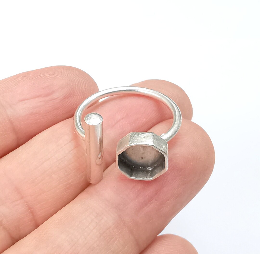 Wrap Ball Ring Blank Setting, Octagon Cabochon Mounting, Adjustable ...