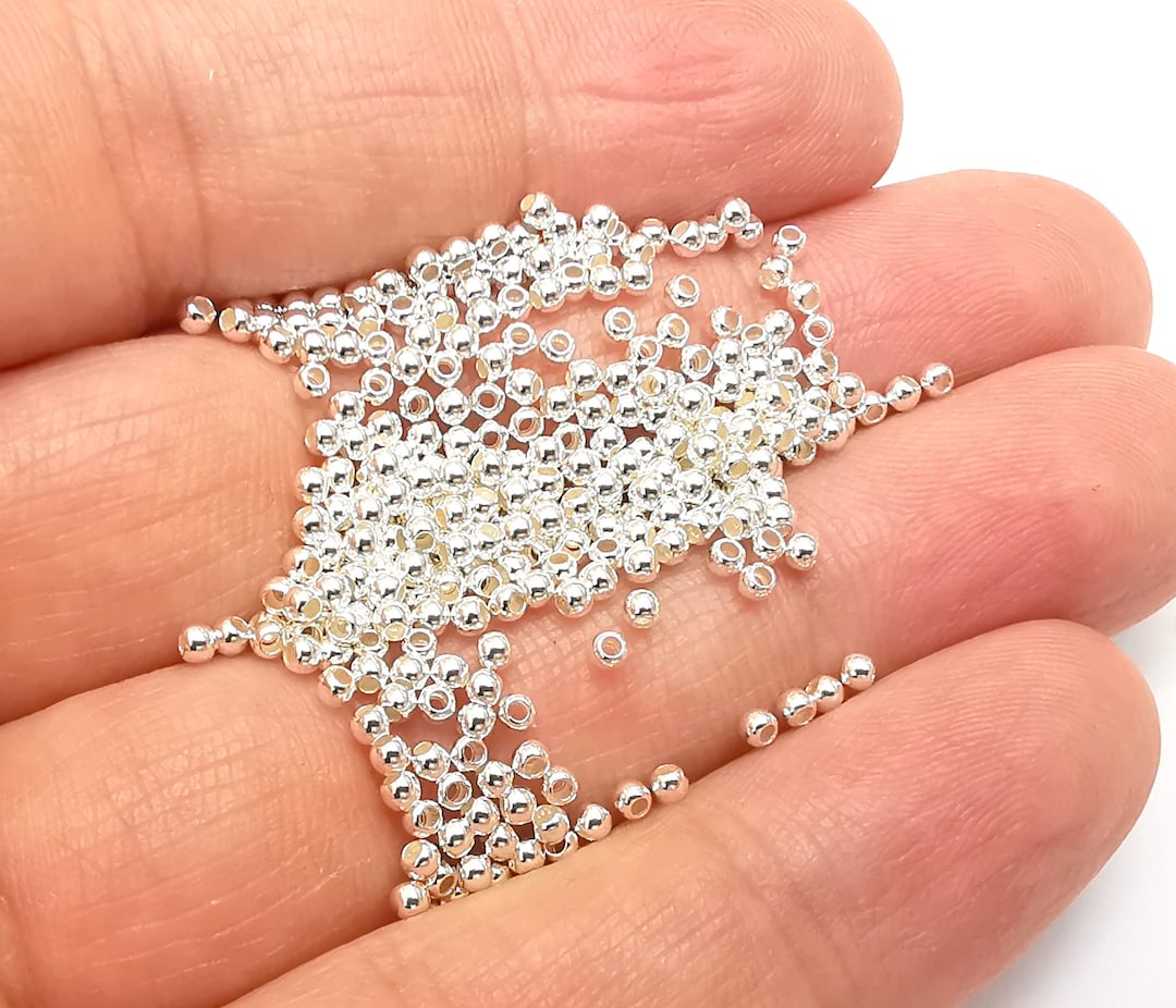 Sterling Silver Tiny Round Ball Beads, 925 Solid Silver Beads, 2mm ...