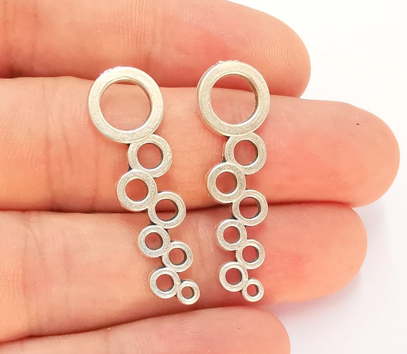 5 Circle Charms Antique Silver Plated Charms (36x11mm) G22518 - Etsy
