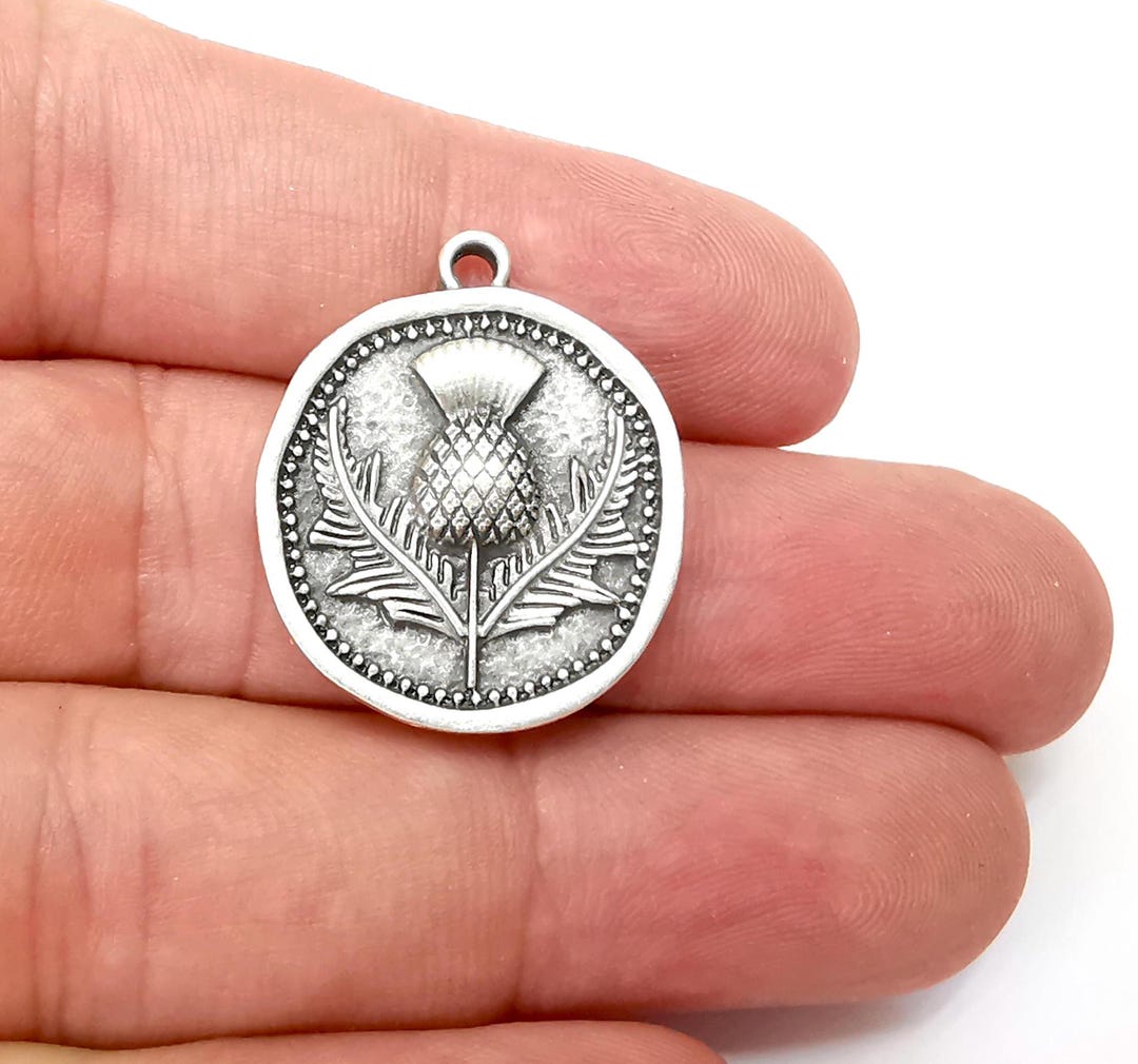 Thistle Charms, Silver Flower Charms, Boho Charms, Earring Charms ...