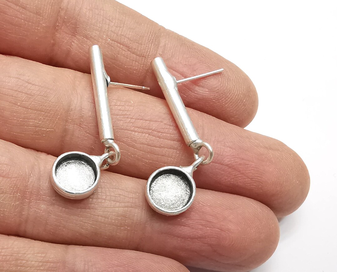 Rod Stud Silver Earring Set Base Wire Antique Silver Plated Brass ...