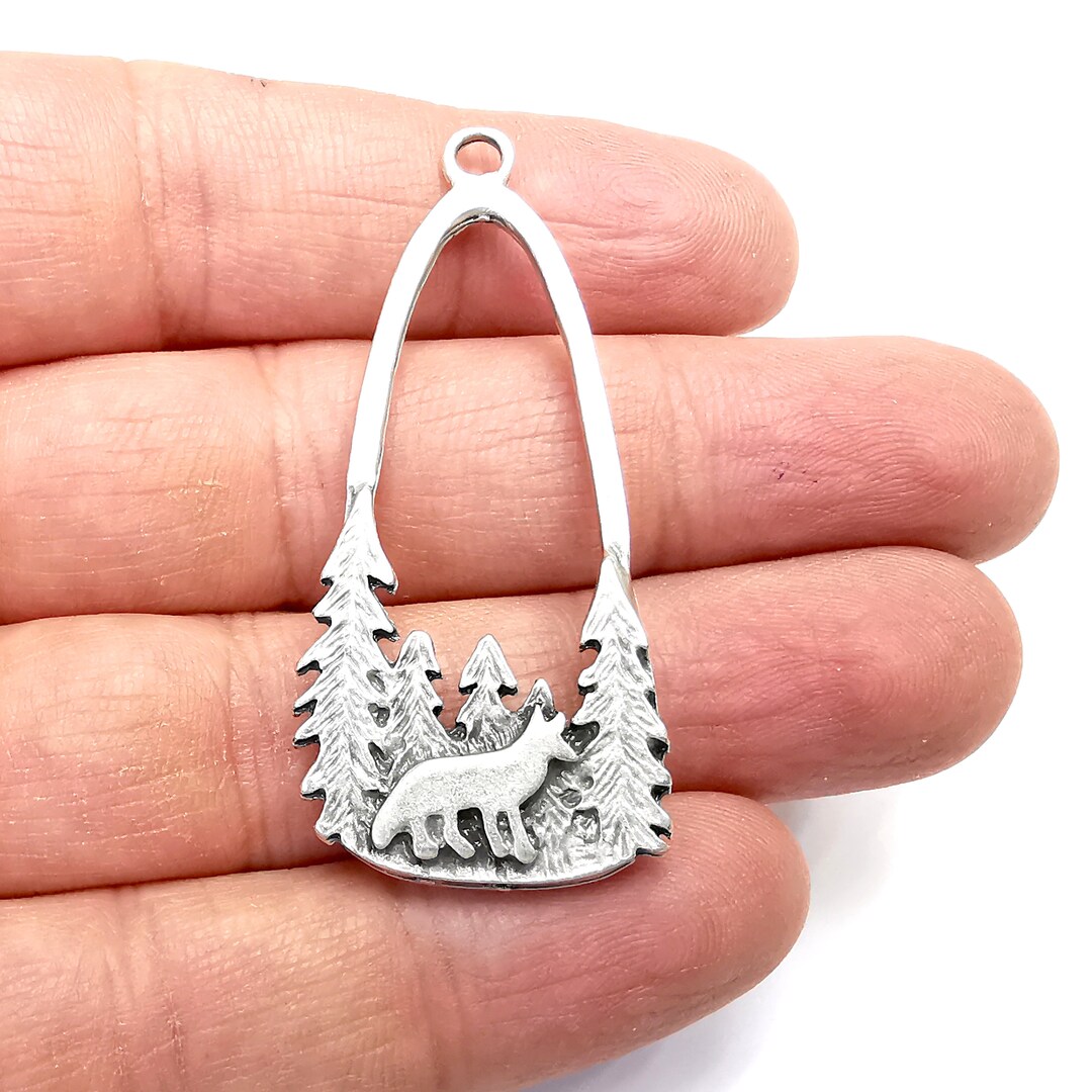 Fox Charms, Wolf Charms, Forest Charms, Antique Silver Plated Charms ...