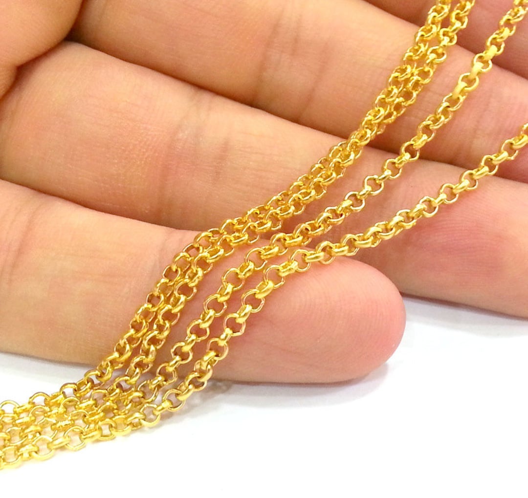 Rolo Chain, 1 Meter - 3.3 Feet (3 Mm) Gold Plated Rolo Chain G33494 - Etsy