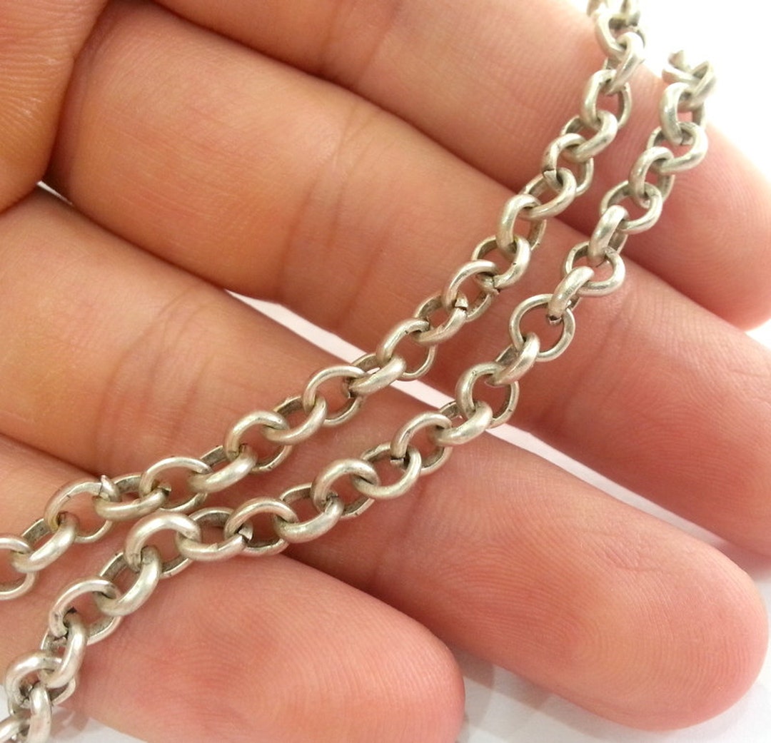 Silver Chain Antique Silver Plated Rolo Chain (5 Mm) G9963 - Etsy