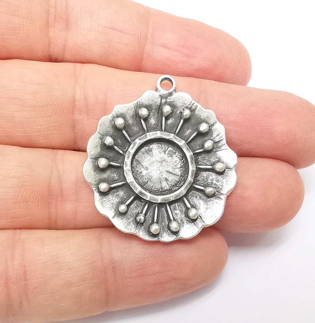 Silver Dangle Charms Blank, Earring Charms Base, Cabochon Bezel, Inlay ...