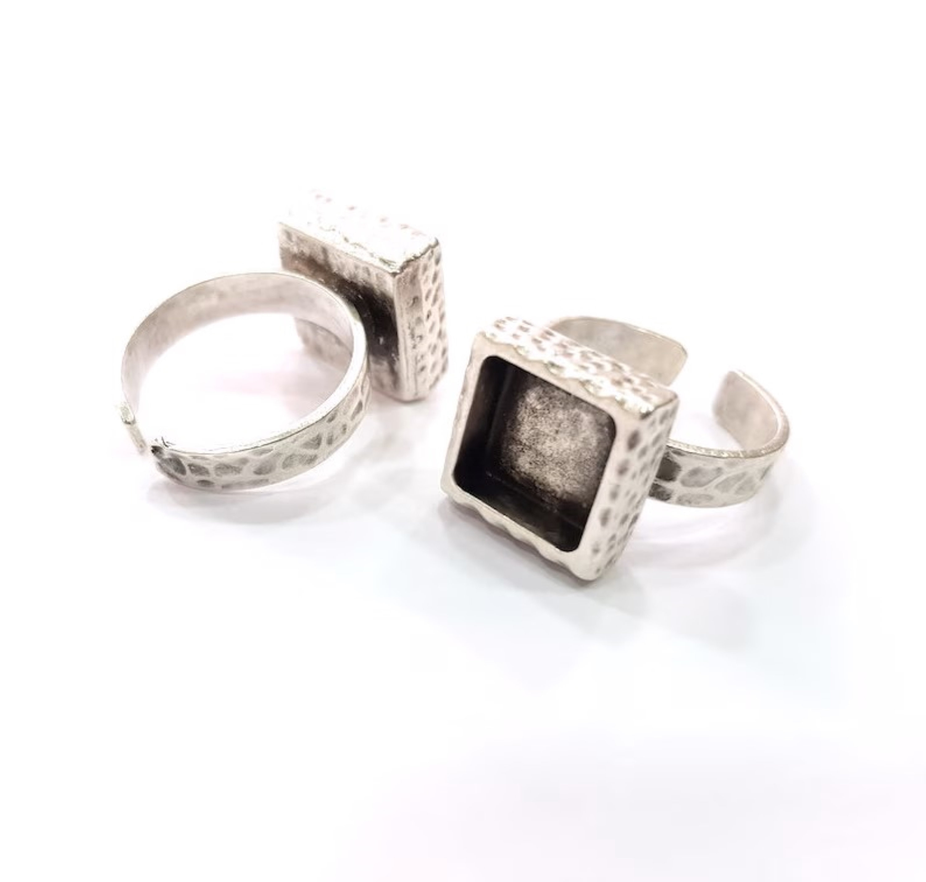 Ring Blank Setting Hammered Ring Base Bezel Inlay Ring Backs Glass ...