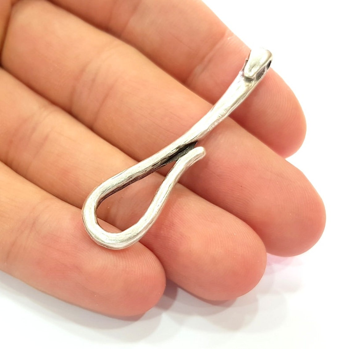 2 Silver Pendant Connector Antique Silver Plated Metal - Etsy