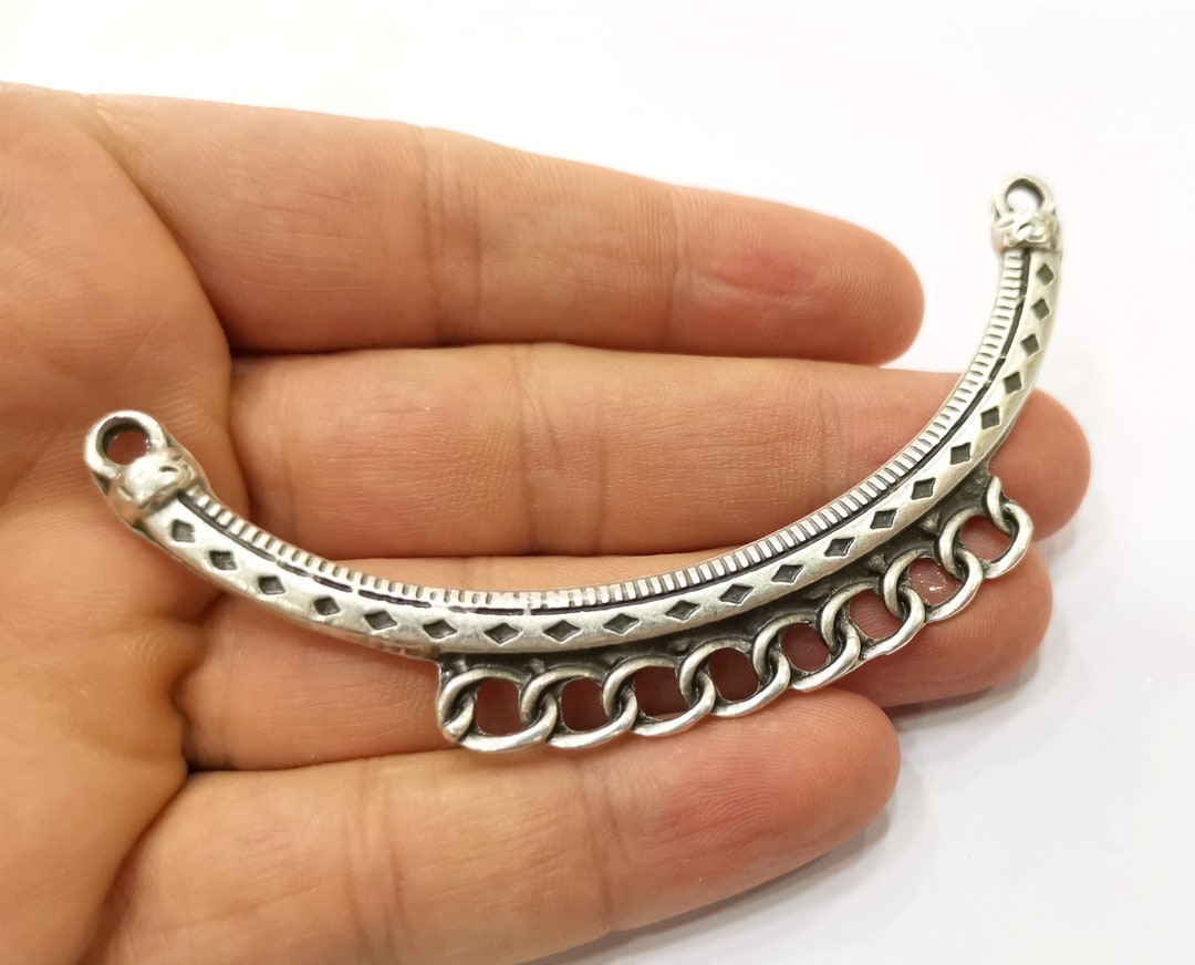 Silver Pendant Connector Antique Silver Plated (95x37mm) G12545 - Etsy