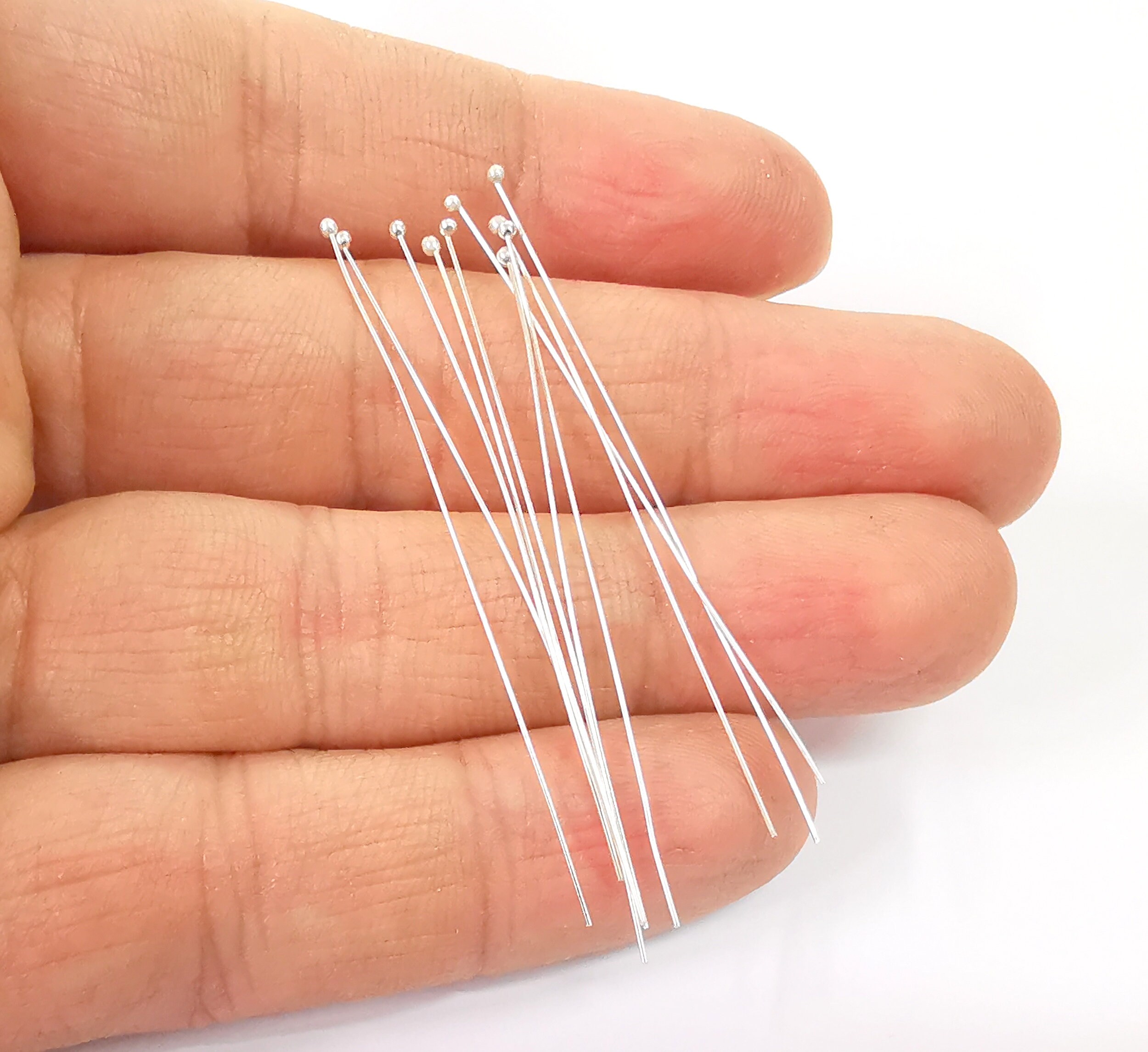 10 Sterling Silver Long Ball Head Pin Extra Thin Pins 50mm - Etsy