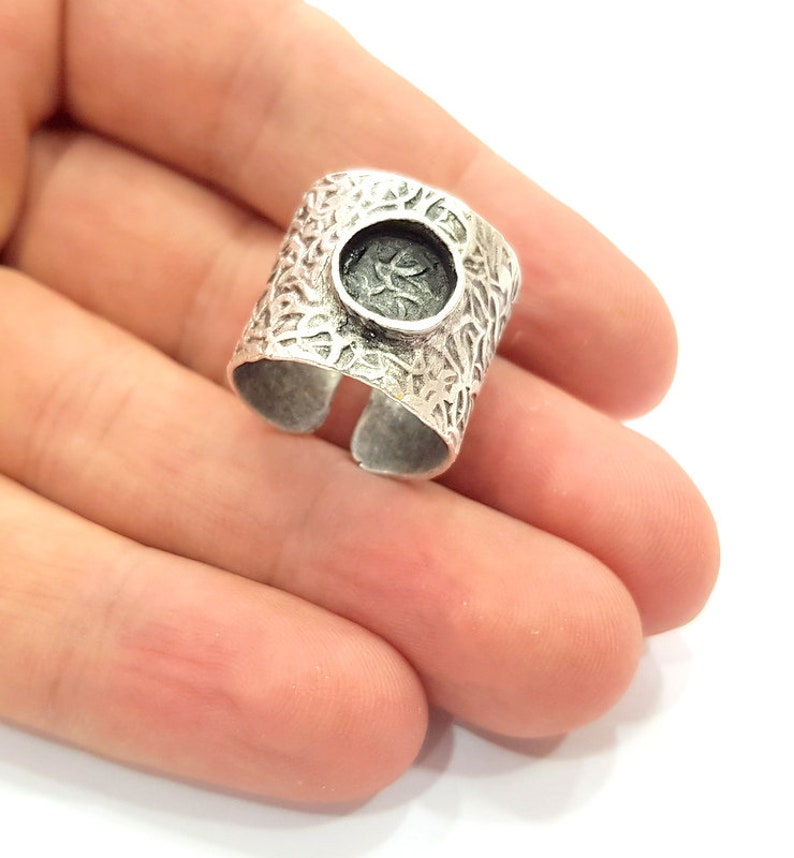 Silver Ring Setting Resin Ring Blank Cabochon Base Inlay Ring - Etsy