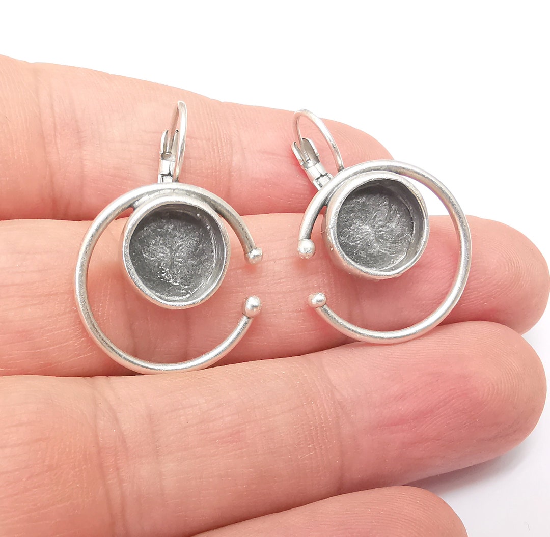 Silver Earring Base, Earring Blank, Ear Settings Bezel, Resin Blank ...