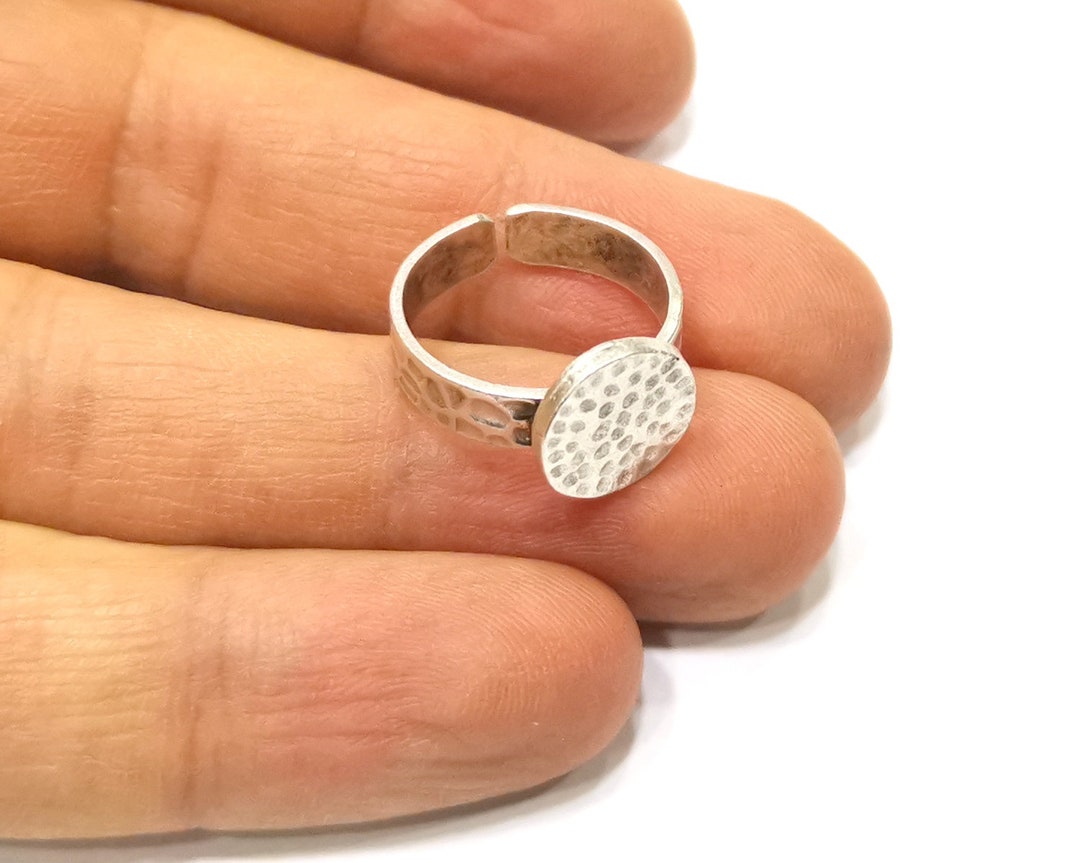 Ring Blank Setting Hammered Ring Base Bezel Ring Backs Glass Cabochon ...
