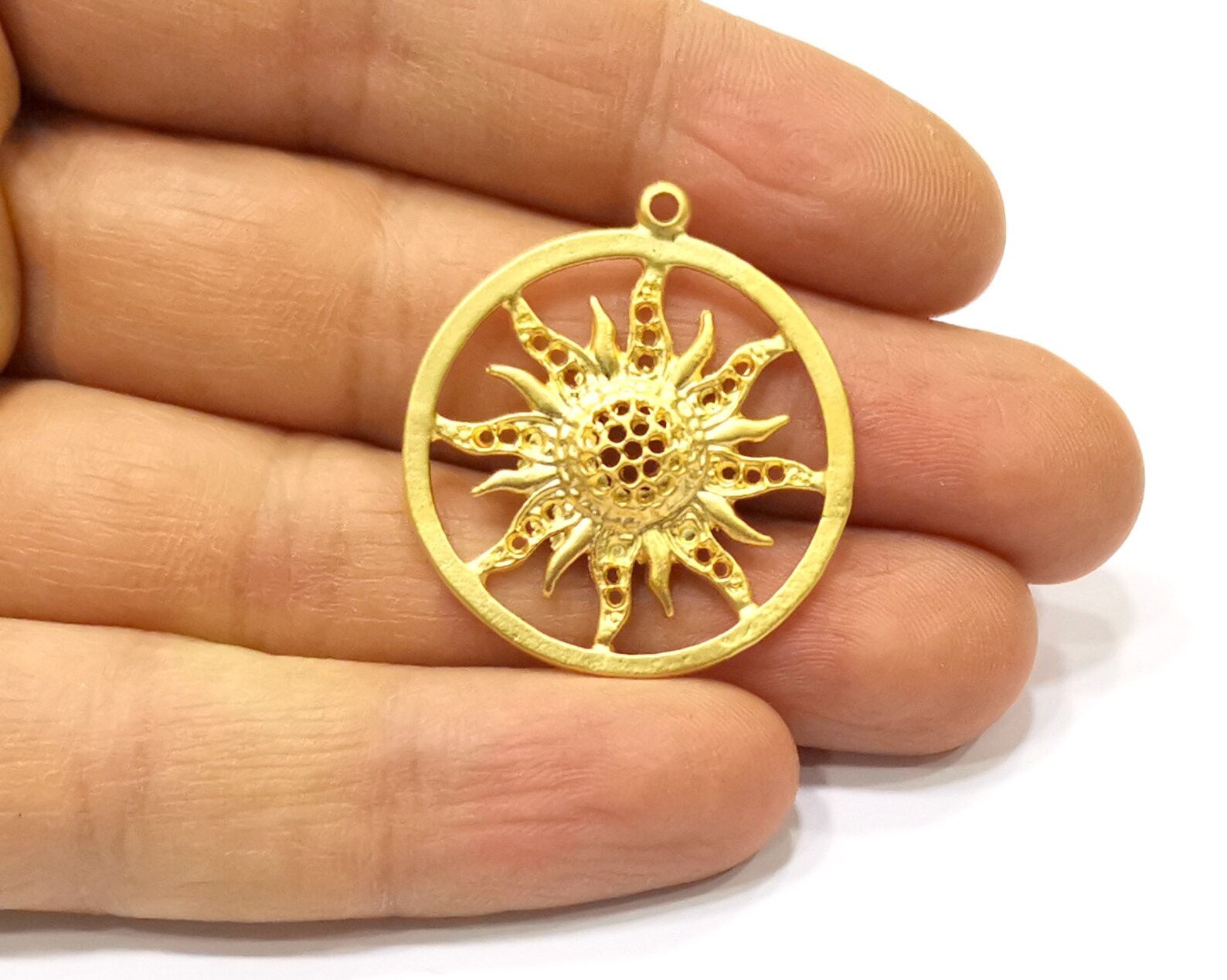 2 Sun Charms Gold Plated Charms 31mm G16654 - Etsy