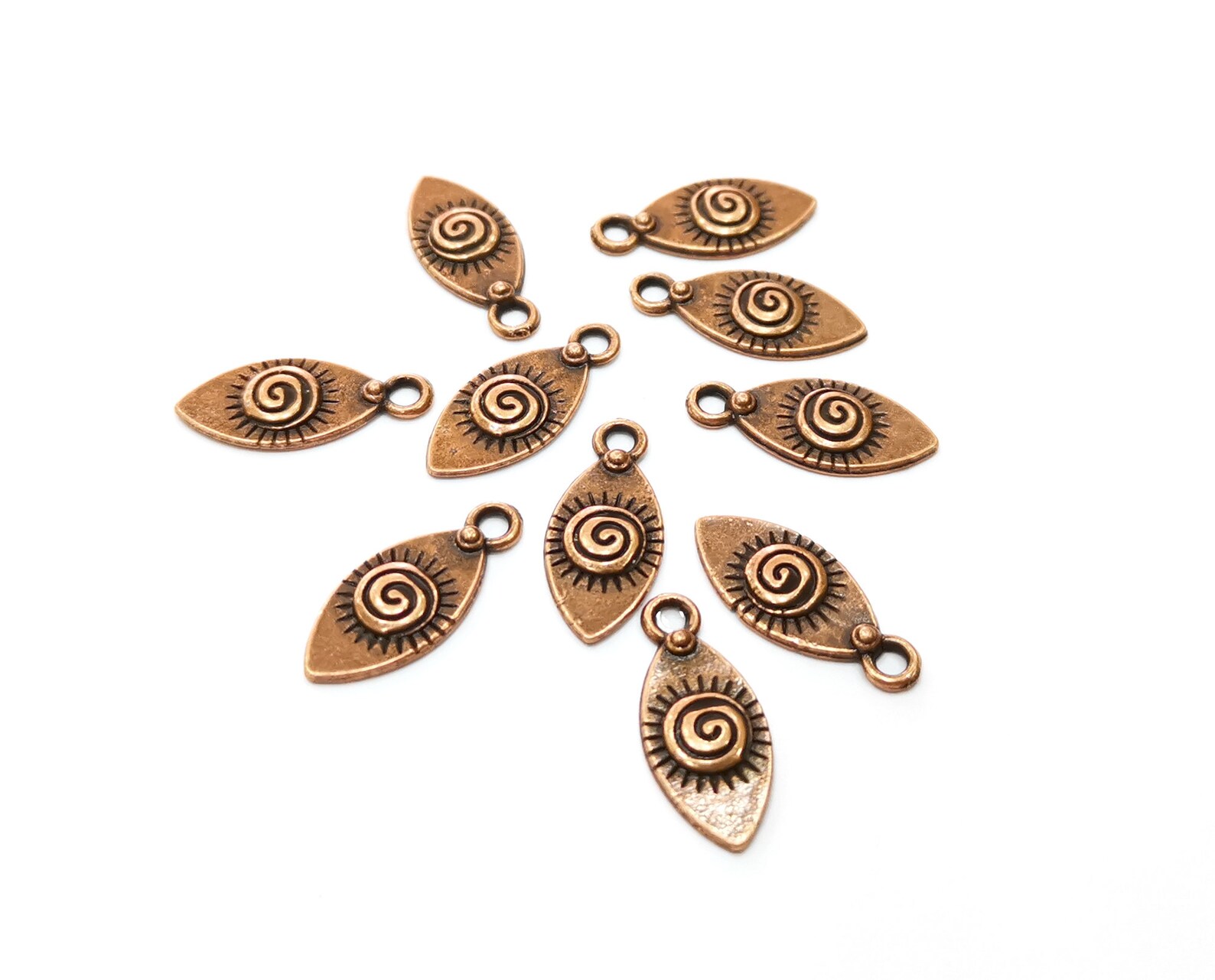 10 Copper Charms Antique Copper Plated Charms 20x9mm G20412 - Etsy
