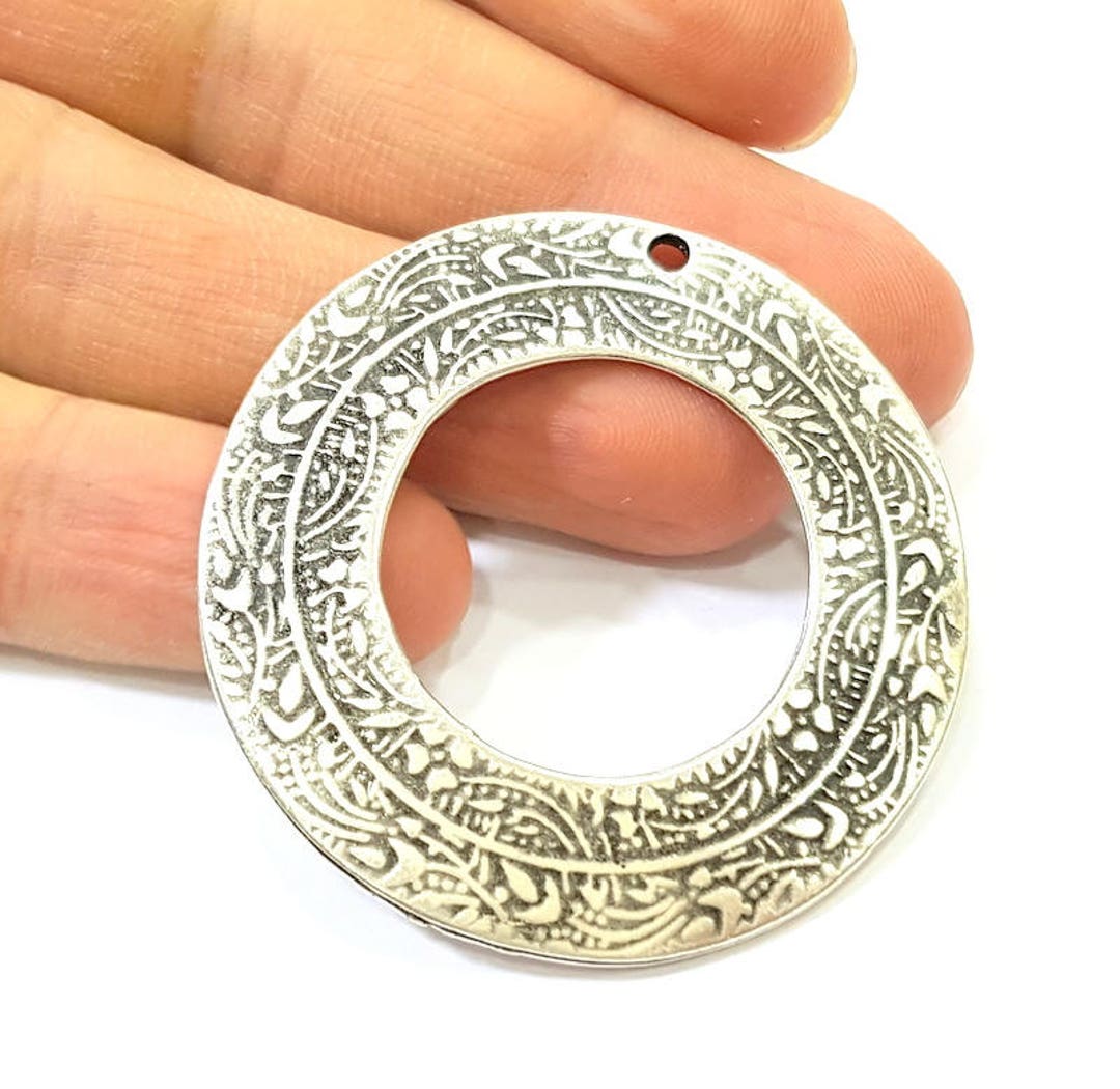 Silver Pendant Antique Silver Plated Pendant (50mm) G7576 - Etsy