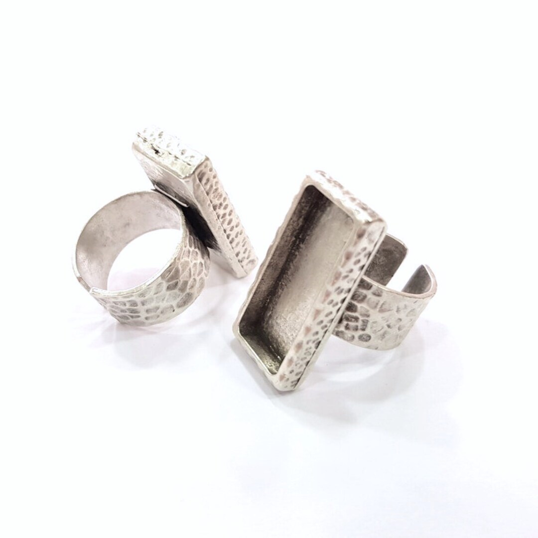 Ring Blank Setting Hammered Ring Base Bezel Inlay Ring Backs Glass ...