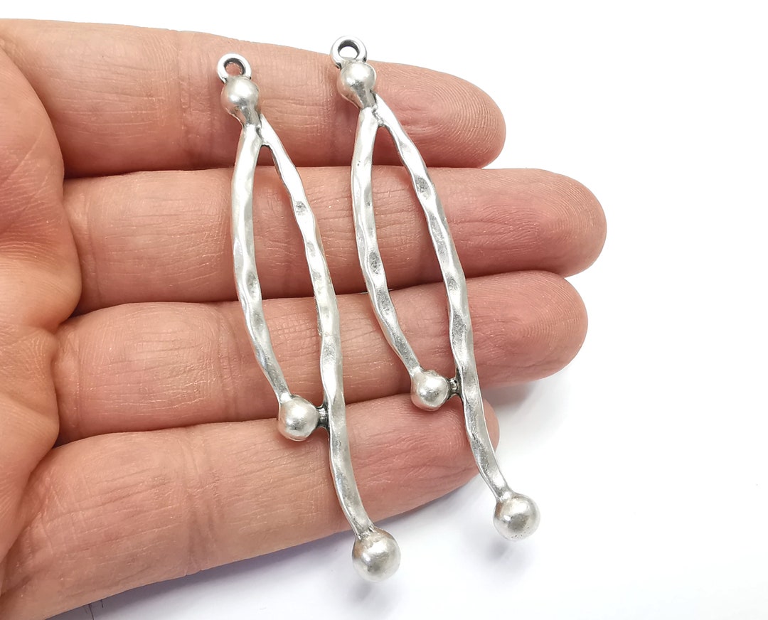 Hammered Ball Head Charms Antique Silver Plated Charms (76mm) G27912 ...
